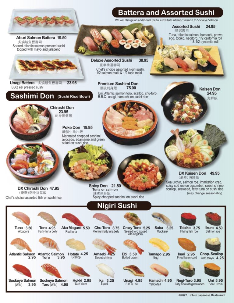 Menu – WELCOME to ICHIRO JAPANESE RESTAURANT